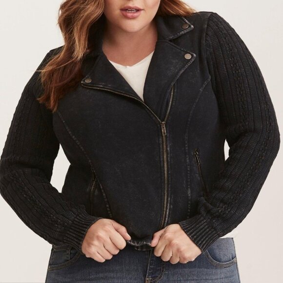 torrid | Jackets & Coats | Torrid Sweater Sleeve Moto Jacket Size 528 ...